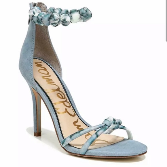 Sam Edelman | Shoes | Sam Edelman Aria Blue Suede And Silk Heels | Poshmark